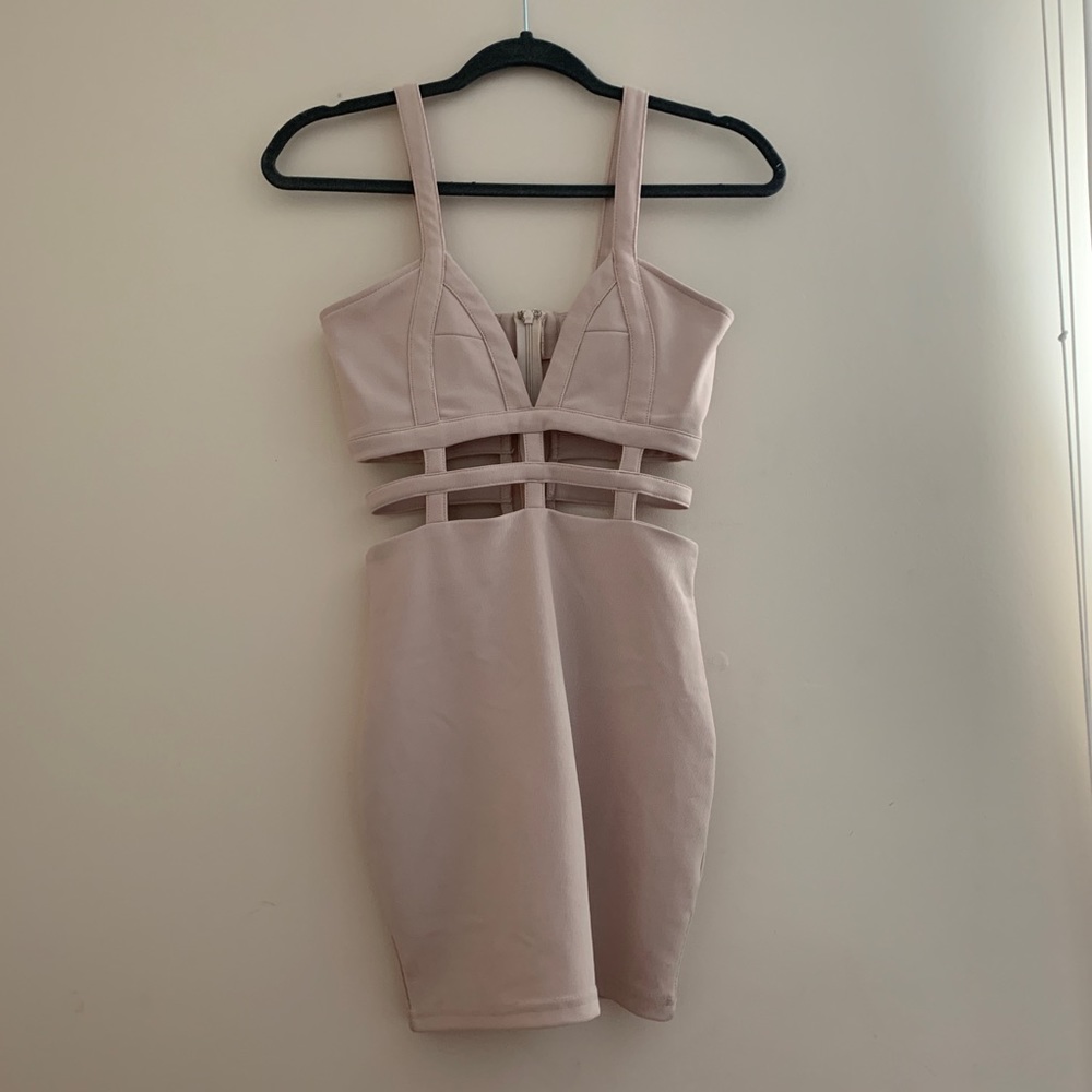 Tobi Nude Caged Bodycon Dress - Gem